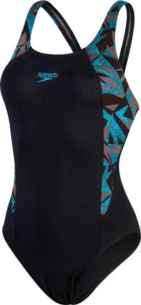 Speedo Damen Hyper Boom Splice Muscleback Schwimmanzug, Schwarz/Bolt/Dove Grau, 30