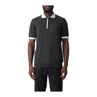 Kiton Homme, Tops, Gris, Taille: L Polo Maille Demi-Zip