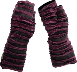 vishes Alternative Bekleidung - Arm Stulpen Pulsw&auml;rmer mit Daumen Handschuhe Aufgeschnitten Cutwork tiefrot-schwarz