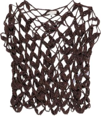 Antonelli Femme, Tops, Brun, Taille: 40 FR D&eacute;bardeur en crochet &agrave; maille ajour&eacute;e