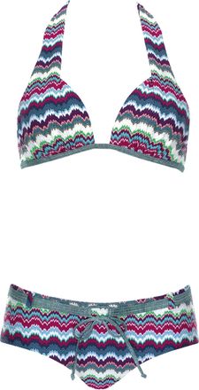 Sunflair Bikini Triangel Streifenmuster Multicolor Zweiteiler Set mit Struktur Softschalen breiter Slip