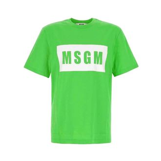Msgm Gr&uuml;nes Baumwoll-T-Shirt f&uuml;r M&auml;nner - - Tops - Herren - Gr&uuml;n - M