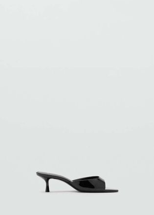 Mango Sandales lani&egrave;re talon kitten heel noir - Femme - 35 - MANGO