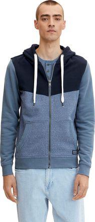 Tom Tailor Herren Sweatjacke in Colourblocking 1033016, 30409 - China Blue Injected Stripe, S