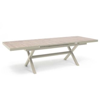Oviala Table extensible en aluminium et c&eacute;ramique 10 places cr&egrave;me - Tivoli