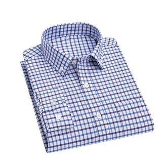 Generic Chemise en coton &agrave; manches longues pour homme - Motif &eacute;cossais Oxford - Style d&eacute;contract&eacute; - Solide - Imprim&eacute; r&eacute;gulier, Cx09, 4XL