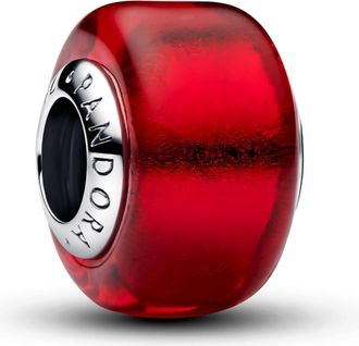 Pandora Moments Rotes Murano-Glas-Charm aus Sterling Silber, Kompatibel Moments, 794425C00
