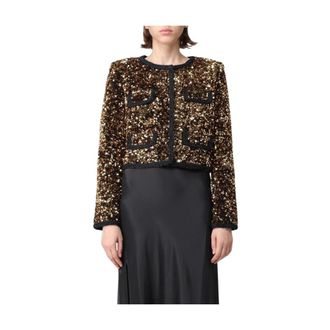 Self Portrait Veste &agrave; Sequins Dor&eacute;s - Femme - Vestes - Jaune - Taille: 36 FR