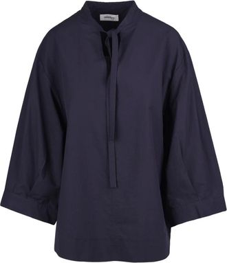 ottod'Ame Femme, Blouses et Chemises, Noir, Taille: 34 FR Blouse en coton &agrave; col cor&eacute;en