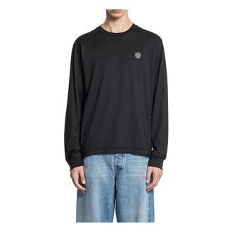 Stone Island Homme, Tops, Noir, Taille: M T-shirt en Jersey de Coton Noir avec Logo Boussole