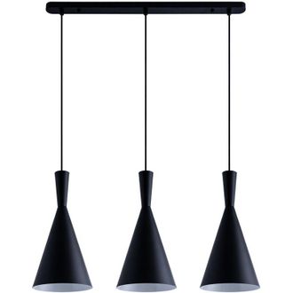 Paco Home Paco Home Pendelleuchte H&auml;ngelampe Esszimmer Esstischlampe 1,5m Textilkabel K&uuml;rzbar&Atilde;18,5cm Schwarz, 3-flammig + Leuchtmittel ST64 Klar