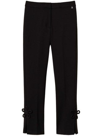 Twin-Set pantalon à appliqué floral - Noir