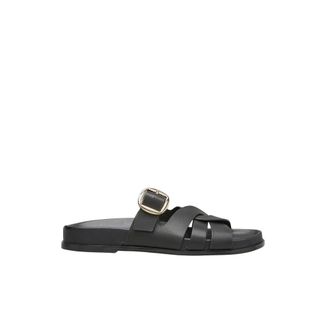 Cosmoparis Femme, Chaussures, Noir, Taille: 39 EU Sandale noire en cuir &agrave; brides crois&eacute;es