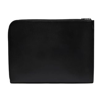 Alexander McQueen Mens Logo-Printed Leather Zip Pouch Black Wallet