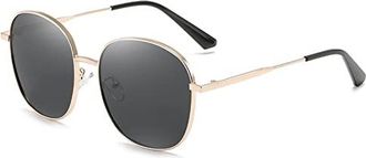 Generic Lunettes de soleil rondes en métal polarisées à large monture 2025 pour hommes et femmes vacances en plein air conduite à la plage (couleur : A, taill