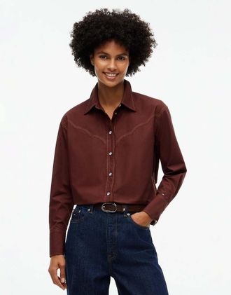 Tommy Jeans chemise western en popeline marron