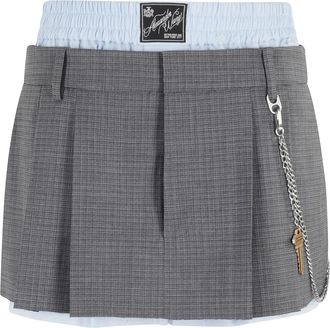 Alexander Wang Femme, Jupes, Gris, Taille: 38 FR Jupe-culotte plissée avec détail de chaîne