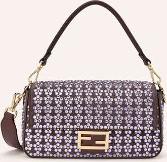 Fendi Schultertasche Baguette Medium Mit Schmucksteinen lila