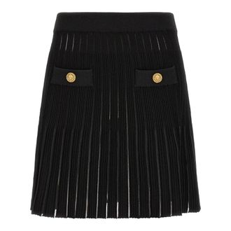 Balmain Ausgestellter Strick-Minirock - - Skirts - Damen - Schwarzk - XS