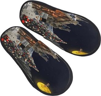 Generic Pantoufle Paysage De No&euml;l Ambiance Hivernale Slippers Chauds Confort Chausson Pour Ext&eacute;rieur Femme Chambre M