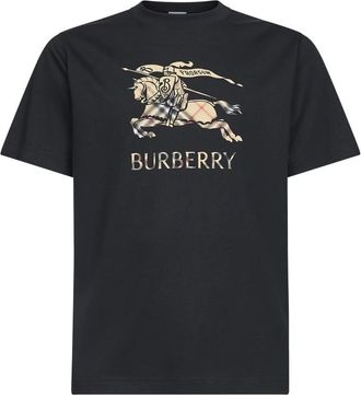 Burberry Homme, Tops, Noir, Taille: 2XS Equestrian Knight T-Shirt