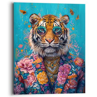 Reinders Wandbild, Dressed Tiger, Wohnzimmer, Bilder, Wanddeko, Room Decor, MDF, Mehrfarbig, 50 x 40