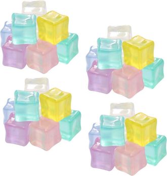 Valiclud 50 Stück Leuchtende Resin Eiswürfel Unregelmäßige Farbige Fake Ice Cubes Realistische Fotografie Requisiten und Deko für Hochzeit Party Küche Vasefüll