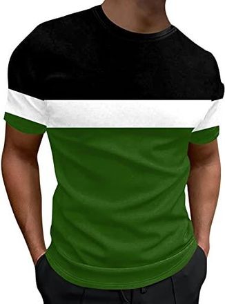 Generic Chemise ray&eacute;e en maille pour homme Printemps et &eacute;t&eacute; Loisirs Sports Respirant Confortable Plage Vent Rayures Couleur T-shirt &agrave; manches courtes, Jn, 3XL