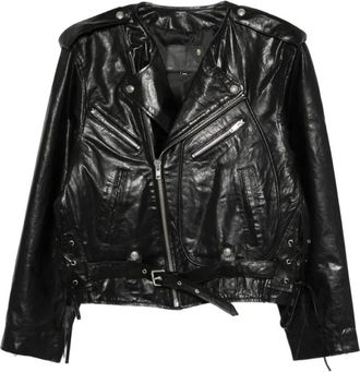 R13 Femme, Vestes, Noir, Taille: 38 FR Blouson de Moto en Cuir