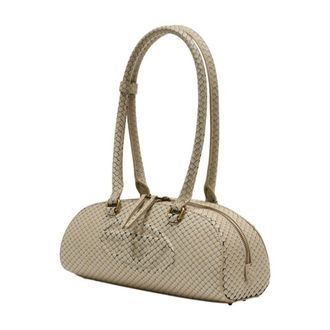 Diesel Womens Quilted Leather Dome Shoulder Bag Beige Cowhide