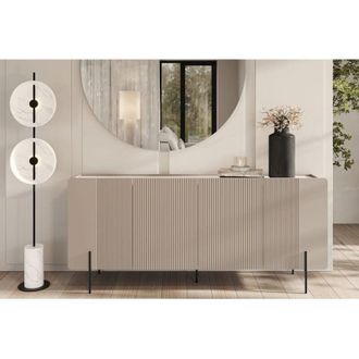 BOBOCHIC Bobochic - Buffet 4 portes 200 cm mathilde plateau effet marbre et pieds noir Beige