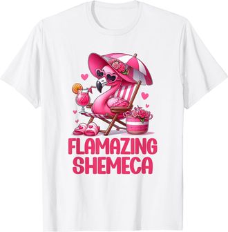 BDAZ Flamazing Shemeca Pink Flamingo Tropical Beach Trip Damen T-Shirt