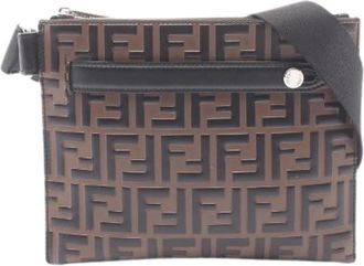 Fendi Sac bandouli&egrave;re Fendi Pre-owned en toile enduite PVC et cuir - Zucchino - Femme - Pre-owned - Brun - Taille: ONE Size