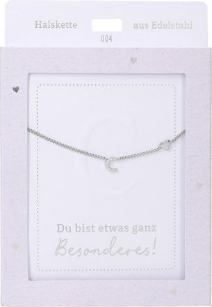 Depesche 13895.4 Halskette mit Buchstabe C und Herz, versilbert, variabel in der L&auml;nge tragbar (42 cm + 5 cm), als Geschenk oder kleine Aufmerksamkeit