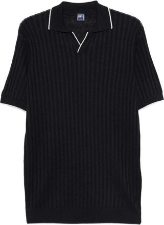 Fedeli Homme, Tops, Bleu, Taille: 3XL Pull Polo Col V en Maille C&ocirc;tel&eacute;e