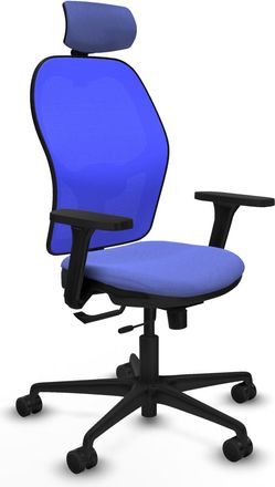 Piqueras y Crespo Ergonomischer B&uuml;rostuhl mit 3D-Armen, h&ouml;henverstellbare Lendenwirbelst&uuml;tze und h&ouml;henverstellbares Kopfteil, Blau / Hellblau