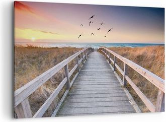 Arttor Bilder auf Leinwand 100x70cm Leinwandbild Eintrag auf der Strand Groß Wanddeko Bild Schlafzimmer Küche Deko Wandbilder Dekoration Wohnzimmer Wall Deco