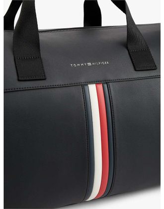 Tommy Hilfiger Sac polochon avec bande embl&eacute;matique et logo m&eacute;tallis&eacute; - Noir