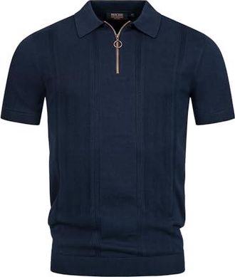 Indicode Hommes INSago Polo Shirt | Chemise de sport avec fermeture &eacute;clair, bleu marine, Large