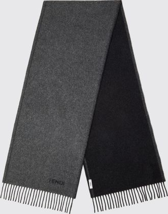 Fendi Schal aus reinem Kaschmir mit gesticktem Logo und Fransenr&auml;ndern