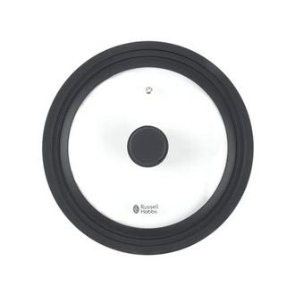 Russell Hobbs Universeller Glasdeckel f&uuml;r T&ouml;pfe - Passend f&uuml;r Kochgeschirr mit 20, 22 und 24 cm Durchmesser, Soft-Touch-Silikonrand, Platzsparend, Dampfauslass, Koc