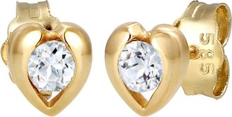 Elli PREMIUM Ohrringe Damen Ohrstecker Herz Motiv Elegant mit Topas Edelstein aus 585 Gelbgold