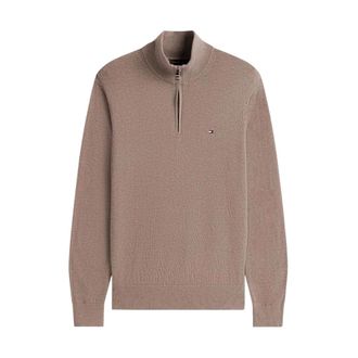 Tommy Hilfiger Cotton Cashmere Quarter-Zip Pullover - - Knitwear - Herren - Beige - 2XL