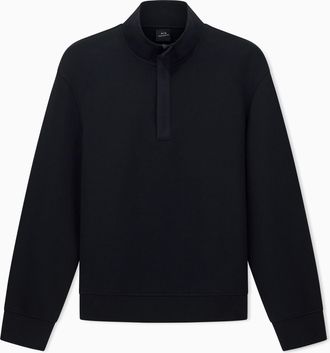 A|X Armani Exchange Mens Essential, Long Sleeve Half loged Zip Sweatshirt, Black, M