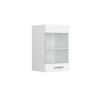 Vicco Armoire Suspendue Universelle R-Line, Blanc Haute Brillance/Blanc, 40 cm avec Porte vitr&eacute;e