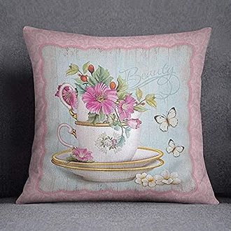 Bonamaison Le Jardin du Lin Kissenhüllen, Cotton, Mehrfarbig, 45x45