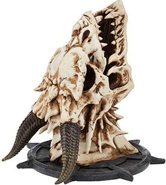 Design Toscano Geh&ouml;rnter Drache Sch&auml;delwandtroph&auml;e, 2er Set,26,5 x 10 x 26,5 cm