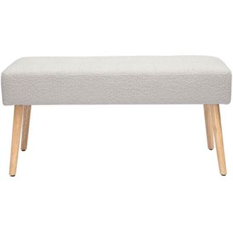 Miliboo Miliboo - Banc scandinave capitonné en tissu effet laine bouclée blanc et bois clair L96 cm guesta
