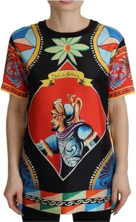 Dolce & Gabbana Femme, Tops, Multicolore, Taille: 32 FR Haut en Soie Imprimé Carretto