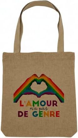 Fabulous Sac Shopping Tote Bag Aspect Lin - Lamour na pas de Genre LGBTQ+ Gay Lesbien - Sac de Courses Toile Epaisse 360g Beige Naturel Cabas Port&eacute; Epaule Soli